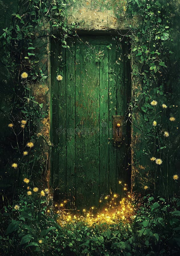 Mysterious Hidden Door in Enchanted Garden Stock Image - Image of door ...