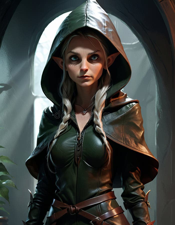 Mysterious Hooded Elf in Enchanted Forest Setting Stock Photo - Image ...