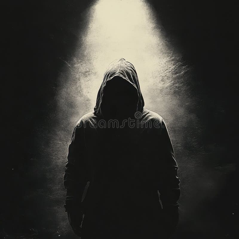 Mysterious Hooded Figure in Dramatic Spotlight Stock Image - Image of ...
