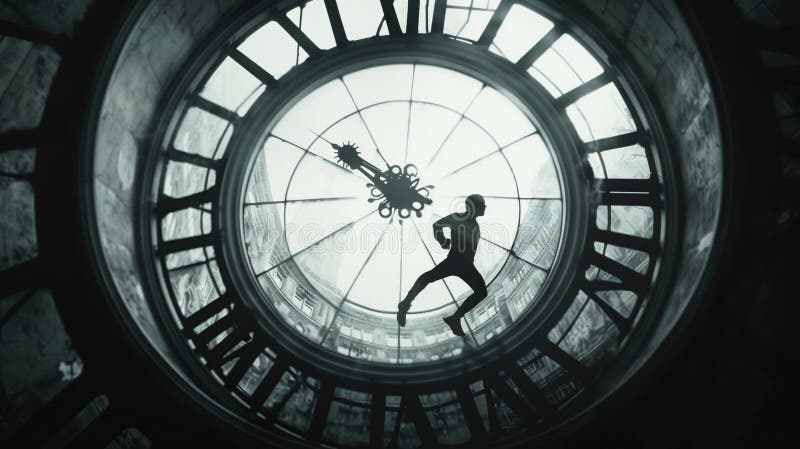 Mysterious Human Figure in Time Loop Concept with Futuristic Elements ...