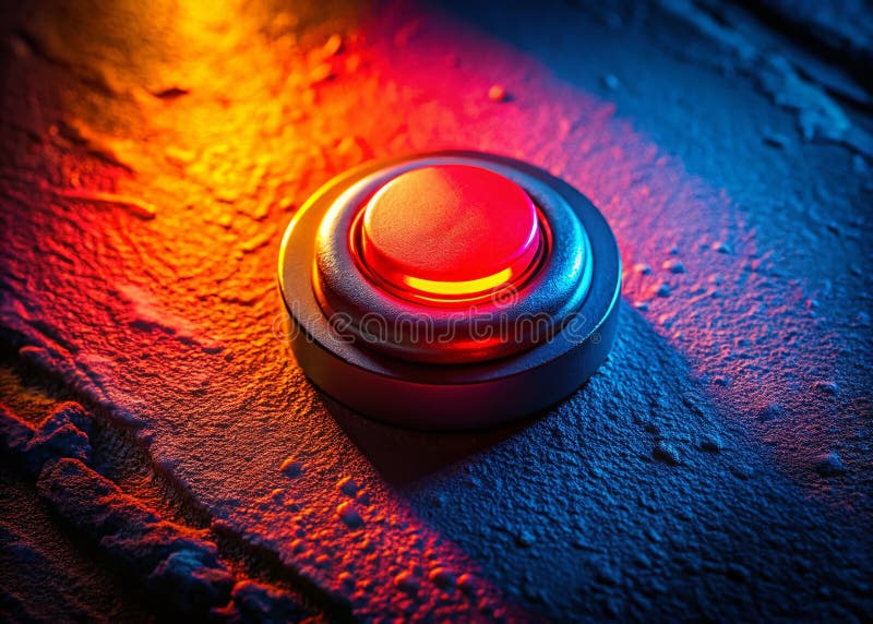 Mysterious Illuminated Button and Enigmatic Sign in a Nighttime Setting ...
