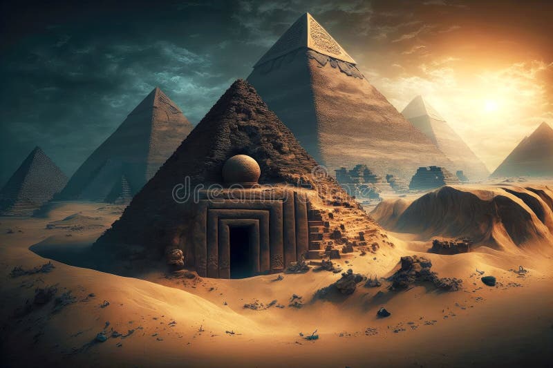 Mysterious Image of Ancient Tombs Located in Egyptian Pyramids Stock ...