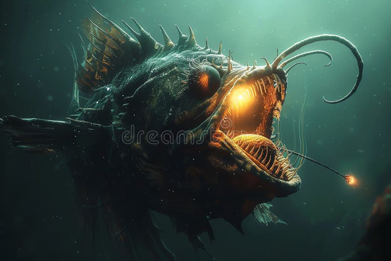 A Mysterious Image of a Deep-sea Anglerfish with Its Glowing Lure ...