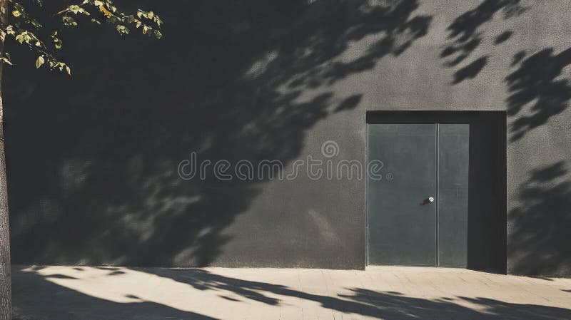 Mysterious Jet Black Wall with Dark Door and Subtle Shadows for Urban ...