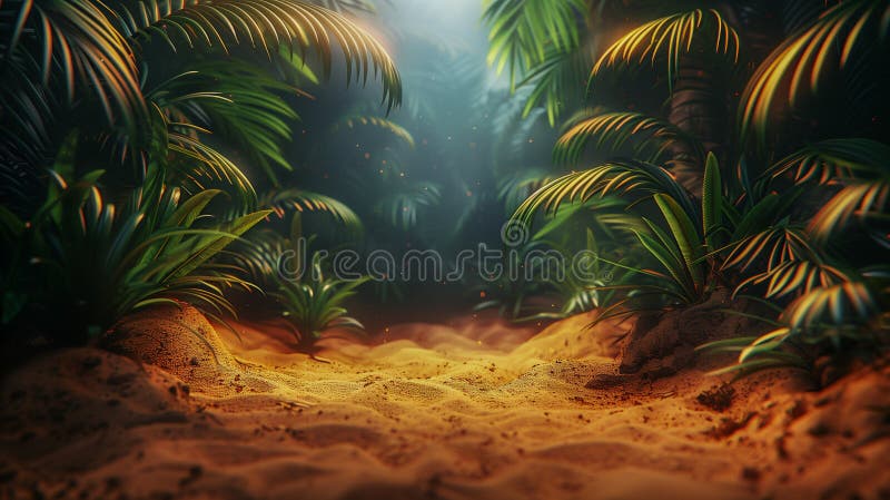 Mysterious Jungle Path Surrounded by Dense Tropical Foliage Stock ...