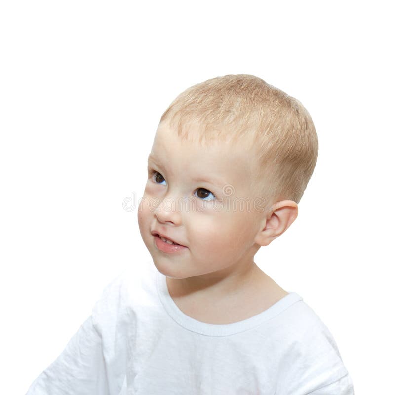 Mysterious Kid on a White Background Stock Image - Image of small ...