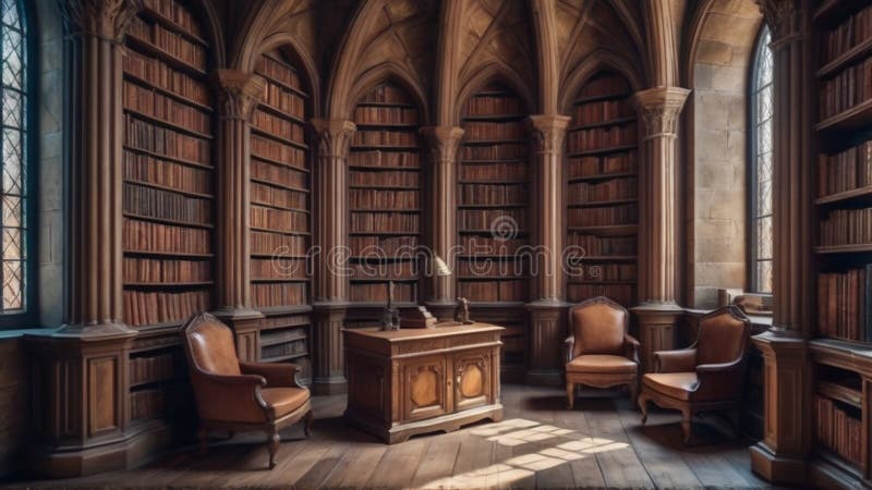 A Mysterious Library in the Dungeon of a Castle, Where Books on Magic ...