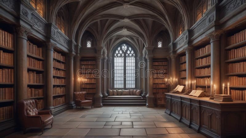 A Mysterious Library in the Dungeon of a Castle, Where Books on Magic ...