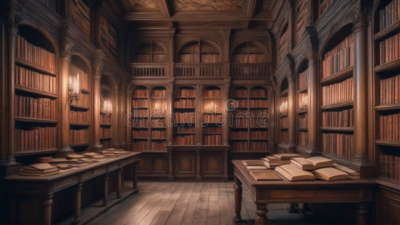 A Mysterious Library in the Dungeon of a Castle, Where Books on Magic ...