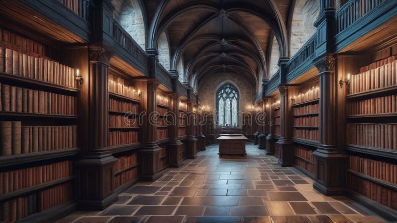 A Mysterious Library in the Dungeon of a Castle, Where Books on Magic ...