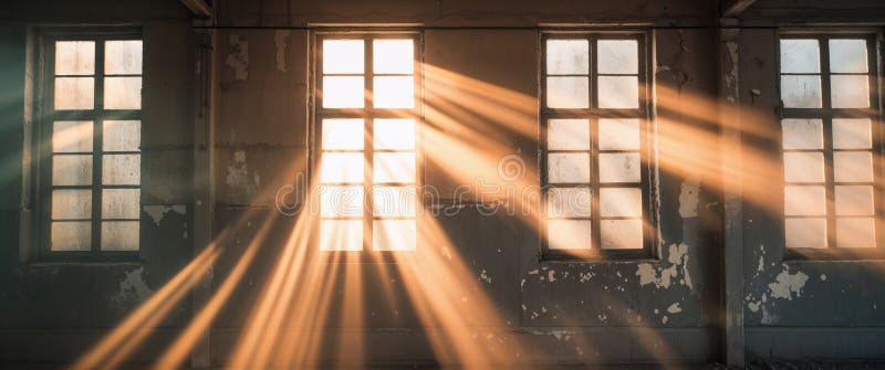 Mysterious Light Streaming Dusty Warehouse Windows Stock Photos - Free ...
