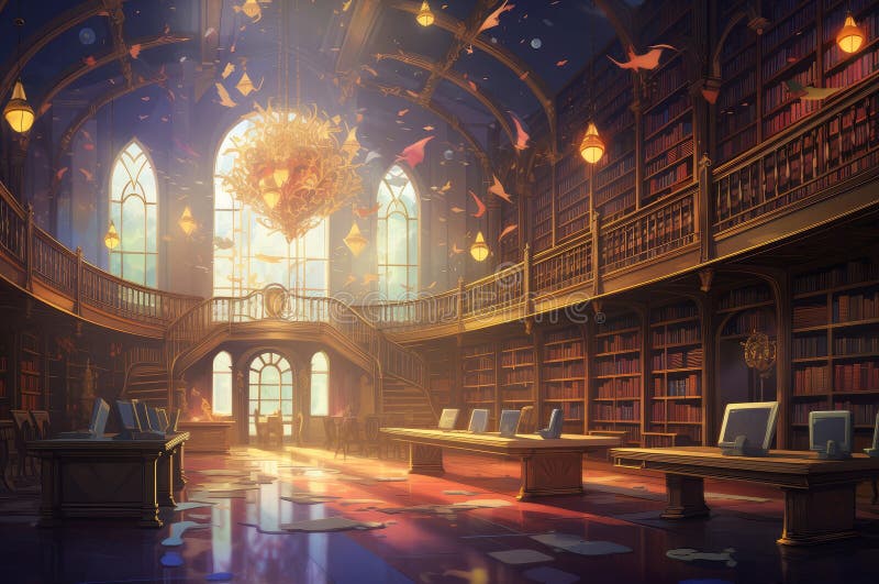 Mysterious Magic Interior Library. Generate Ai Stock Illustration ...