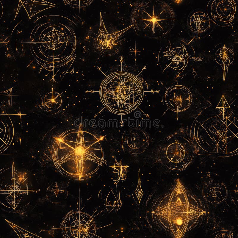 A Mysterious Magic Spell Pattern with Glowing Symbols and Mystical ...