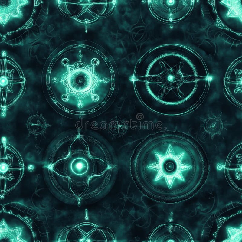 A Mysterious Magic Spell Pattern with Glowing Symbols and Mystical ...