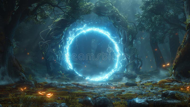 Mysterious Magical Portal in Enchanted Forest - Generative Ai Stock ...