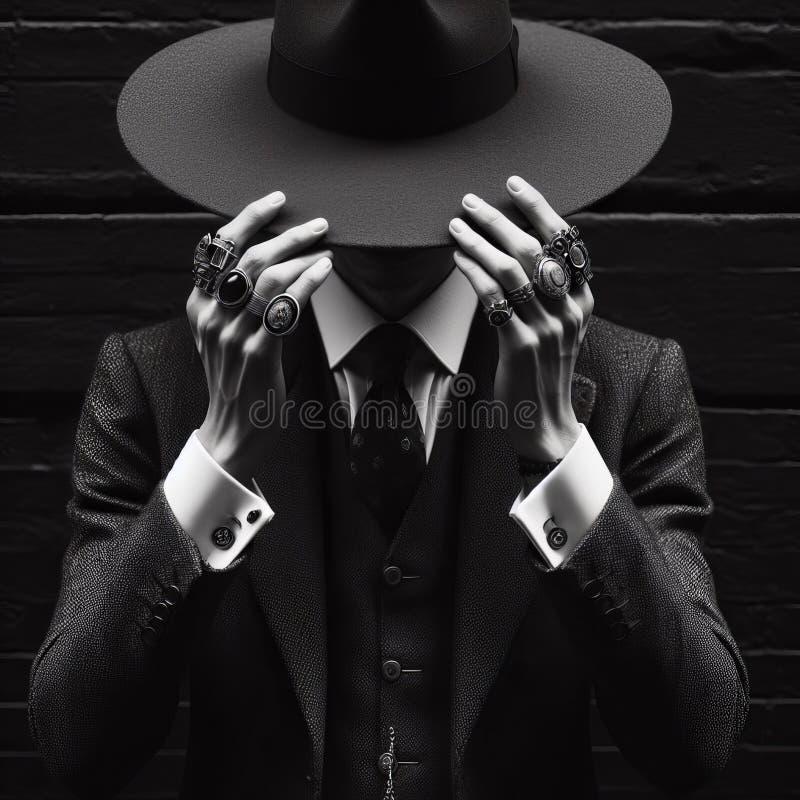 Mysterious Man in a Hat Covering His Face Stock Illustration ...