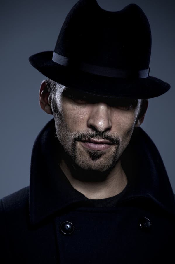 Mysterious Man Retro Portrait Stock Photo - Image of handsome, fashion ...