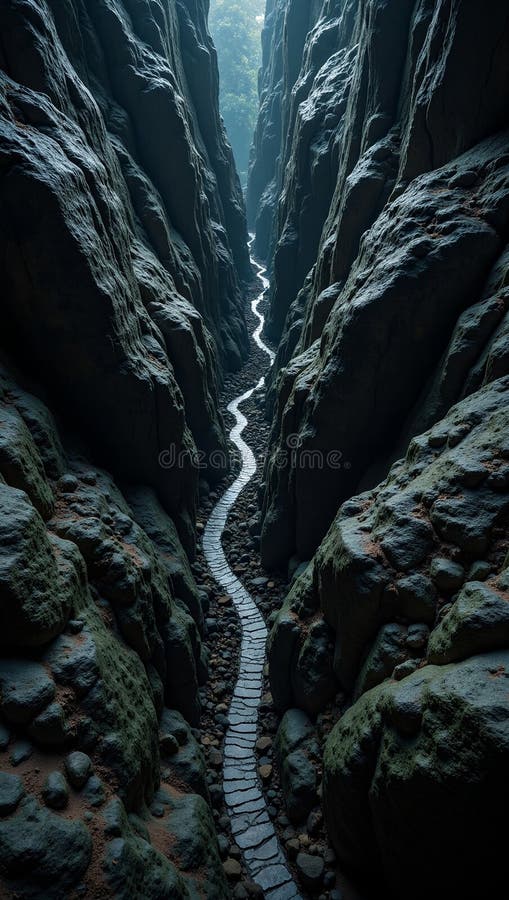 Mysterious Maze Canyon with Winding Paths among Jagged Rock Formations ...