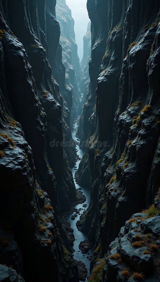 Mysterious Maze Canyon with Winding Paths among Jagged Rock Formations ...