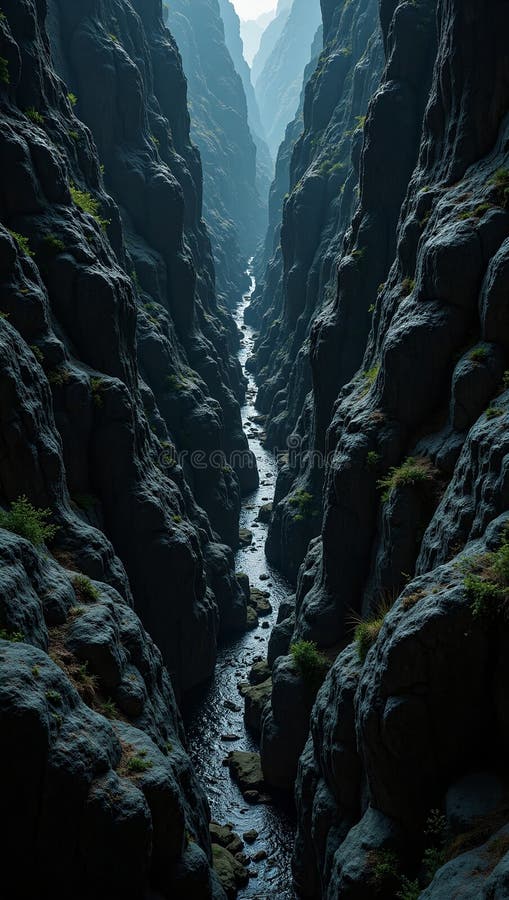 Mysterious Maze Canyon with Winding Paths among Jagged Rock Formations ...