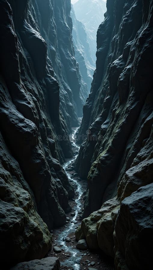 Mysterious Maze Canyon with Winding Paths among Jagged Rock Formations ...