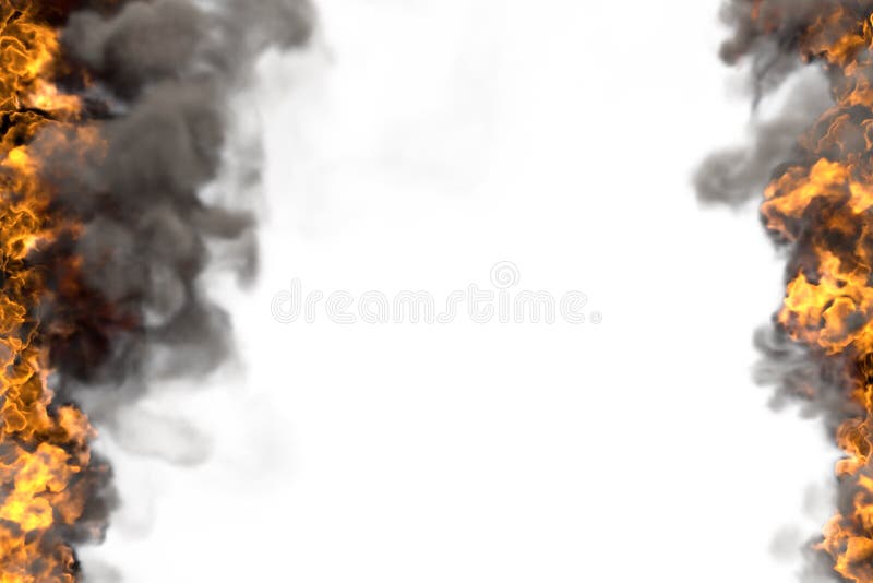 Mysterious Melting Lava with Dense Smoke Frame Isolated on White - Fire ...