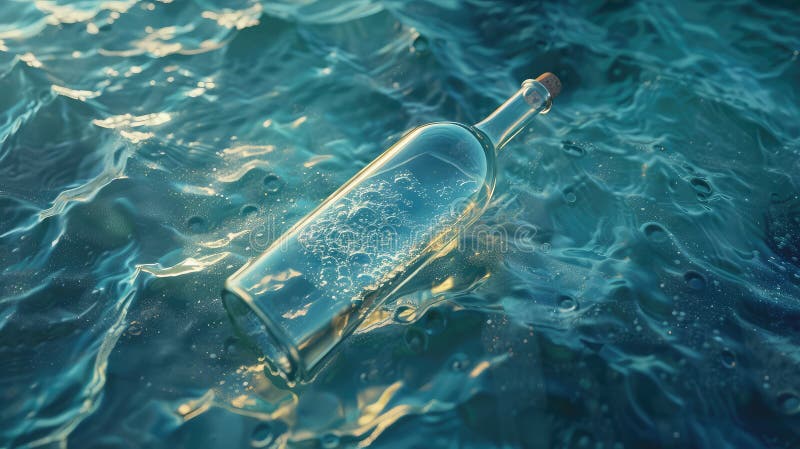 Mysterious Message Floating in an Ocean Bottle, Symbolizing Adventure ...