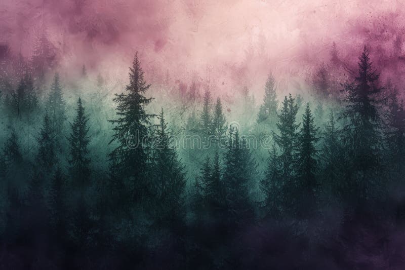 Mysterious Midnight Forest with a Gradient of Deep Purple. AI ...