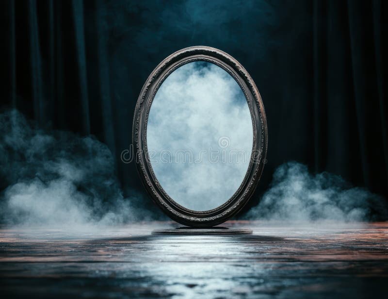 Mysterious Mirror in the Mist Stock Illustration - Illustration of mist ...