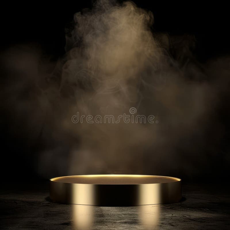 Mysterious Mist Envelops the Empty Golden Pedestal Stock Illustration ...