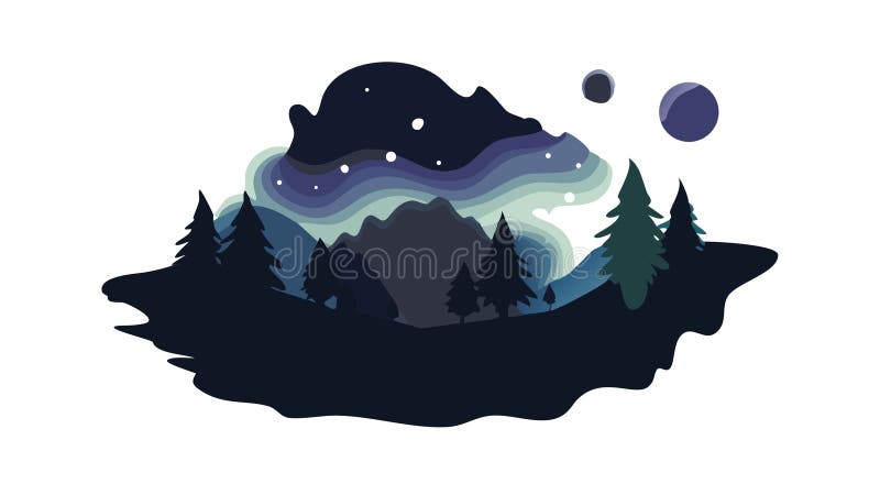 Mysterious Misty Forest at Night, Vector Design Generative AI Stock ...