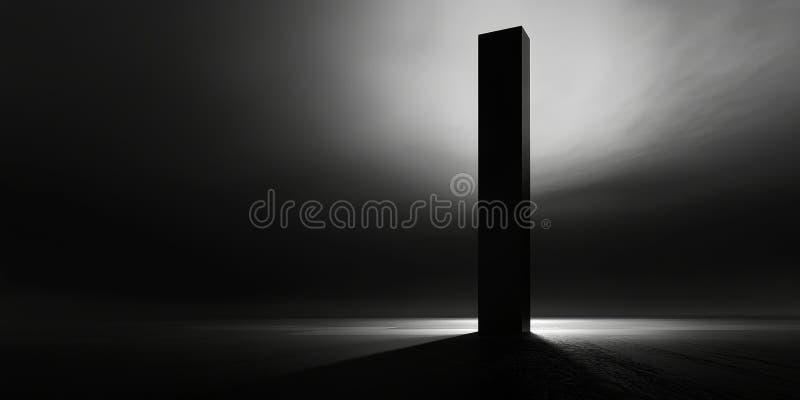 Mysterious Monolith in Dramatic Black and White Landscape with Striking ...
