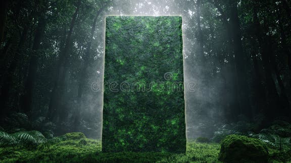 Mysterious Monolith in Enchanted Forest Stock Illustration ...
