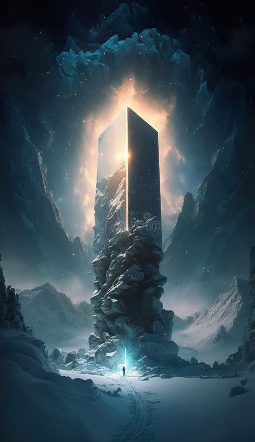 Mysterious Monolith Structure of Light, Generated AI Stock Illustration ...