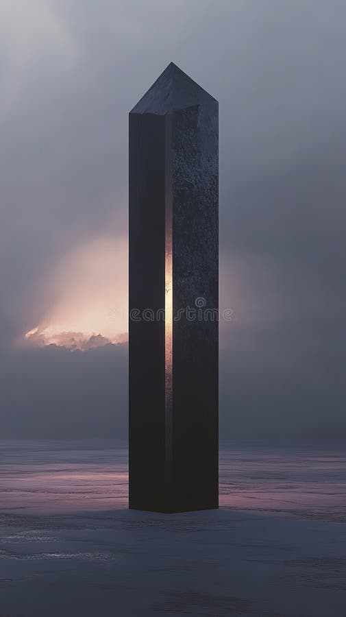 Mysterious Monolith at Sunset with Dramatic Sky and Subtle Reflections ...