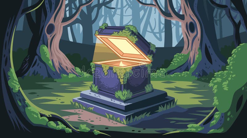 Mysterious, Moss-covered Box with Glowing Interior in Ancient Forest ...