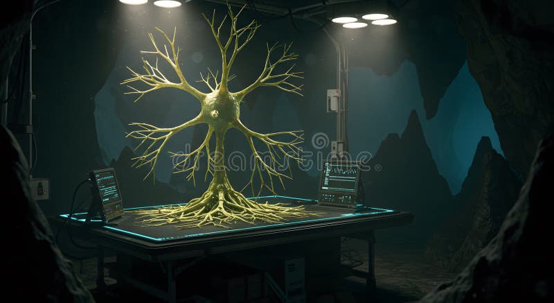 Mysterious Neuron Cell Research in a Futuristic Underground Lab: a 3D ...