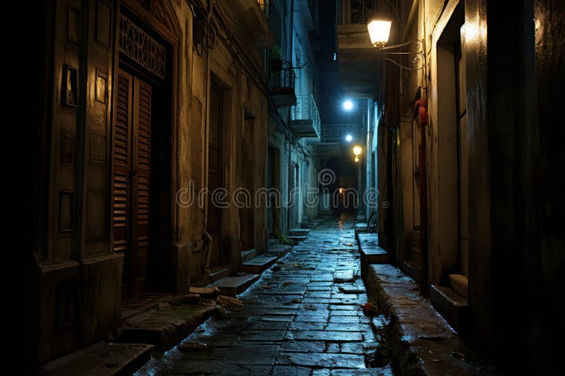 Mysterious Night Arrow Alley. Generate Ai Stock Photo - Image of arrow ...