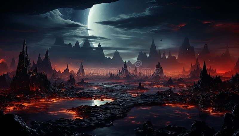 Mysterious Night Sky Painted with Spooky Silhouette Shapes Generated by ...