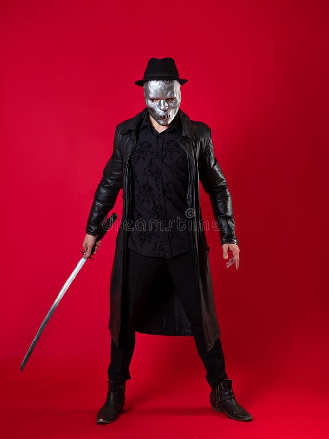 A Mysterious Ninja Assassin In A Noir Style A Man In Black Clothes Stock Image Image Of Dark