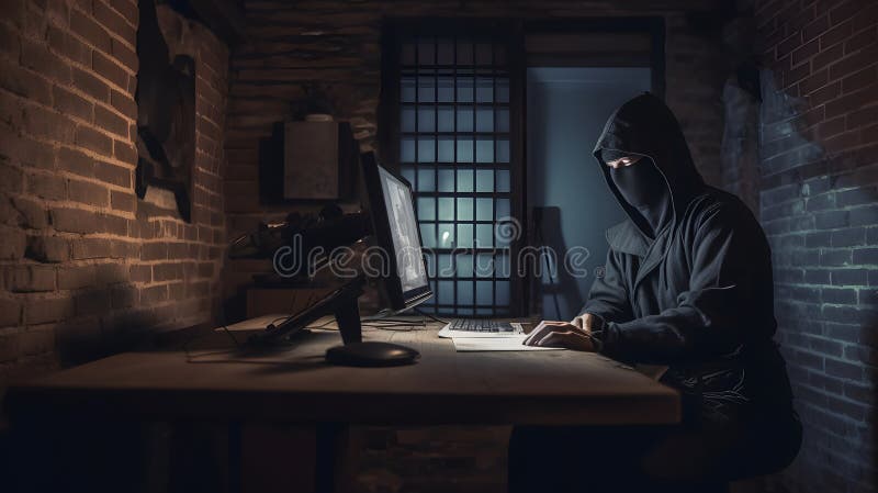Mysterious Ninja Working with Computer in a Basement, Neural Network ...