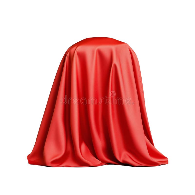 Mysterious Object Hidden Under a Red Satin Fabric on Transparent ...