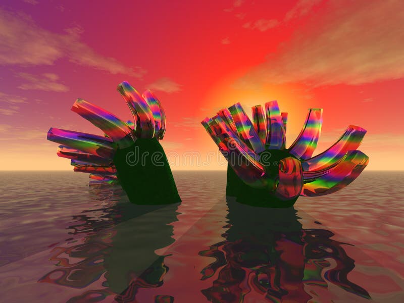 Mysterious Objects Sticking Out from the Surface of the Ocean Stock ...