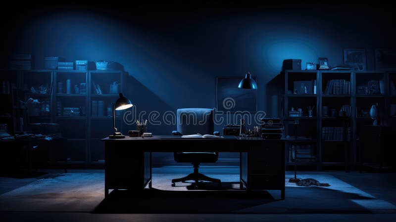 Mysterious office dark stock illustration. Illustration of moody ...