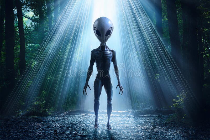 A Mysterious, Otherworldly Alien Entity in a Beam of Light Stock ...
