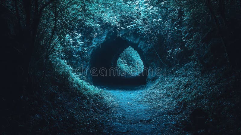 Mysterious Path through a Forest Dark and Shadowy with an Unknown ...