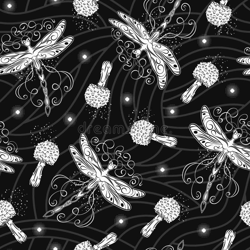 Mysterious Pattern with Fantasy Dragonfly Pixie Stock Vector ...