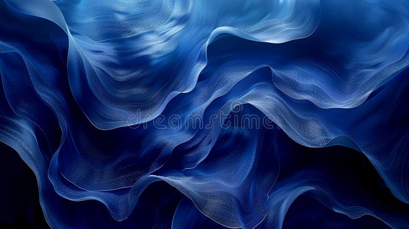 Elegant Waves of Deep Blue Flowing with Ethereal Grace Stock ...