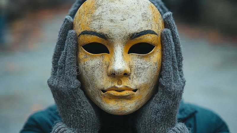 Mysterious Person Wearing a Distinctive Yellow Mask Stock Image - Image ...