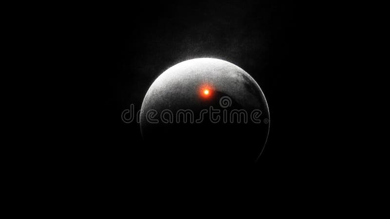 Mysterious Planet Eclipse with Red Glowing Crater in Space Stock Image ...